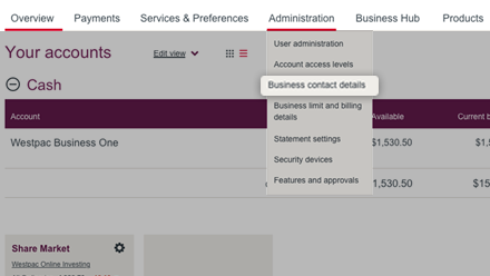 How to add or update ABN | Westpac